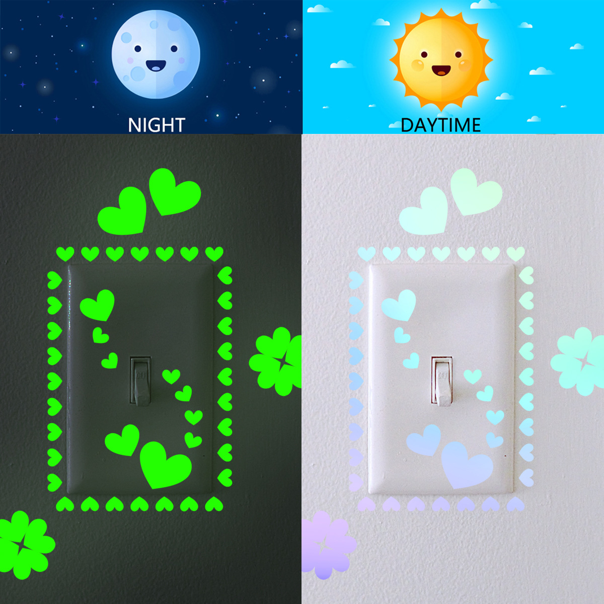 Godderr Glow in the Dark Love Glowing Bedroom Room Decoration Luminous ...
