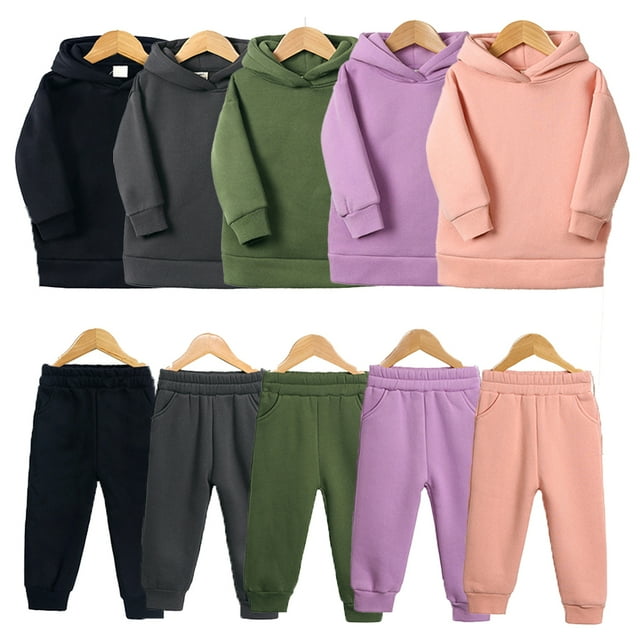 Godderr Boys Girls Thick Sweatshirt Pants 2Pcs Outfit for Toddler Kids ...