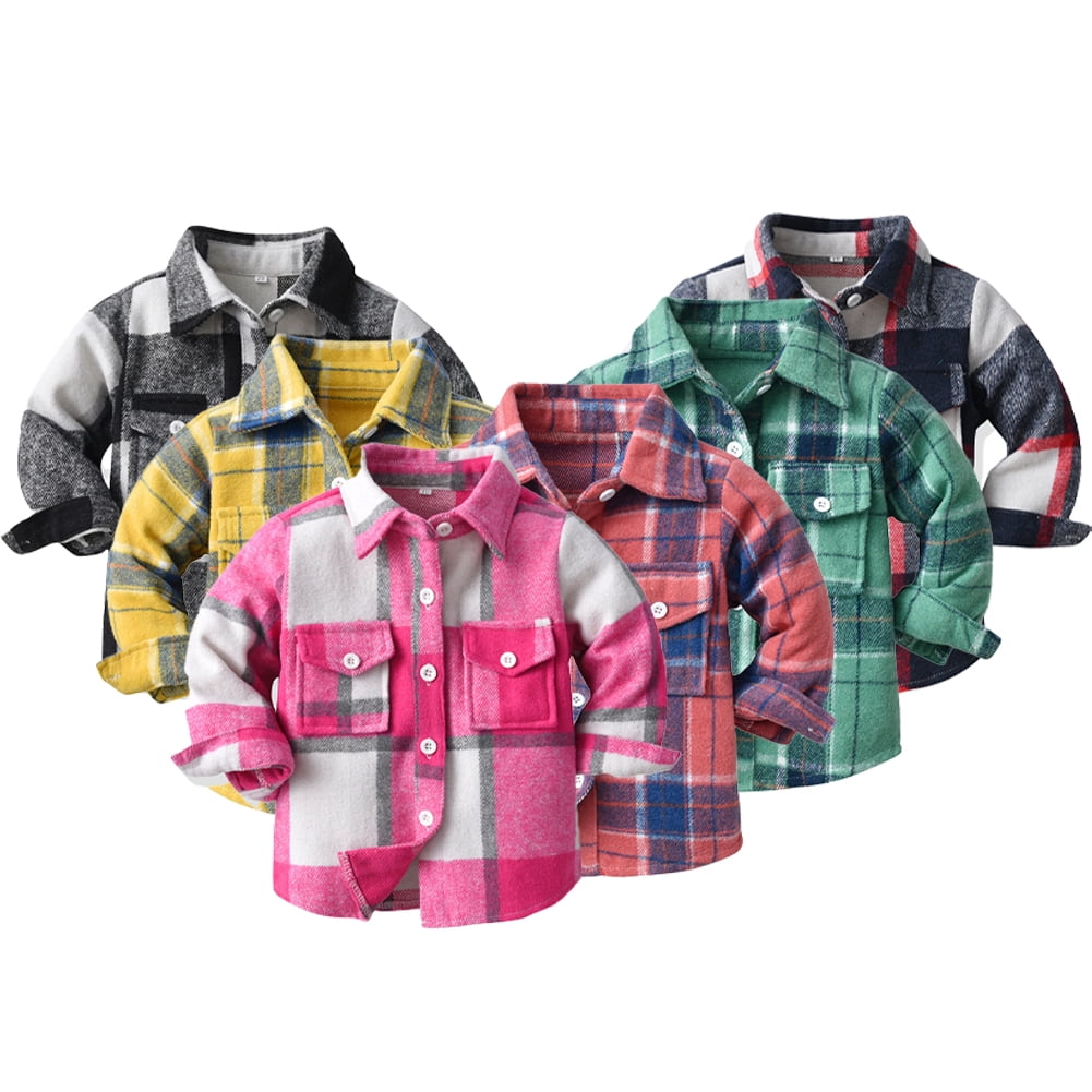 Godderr Toddler Boys Button Shirt Kids Baby Shirt Newborn Plaid Shirt ...