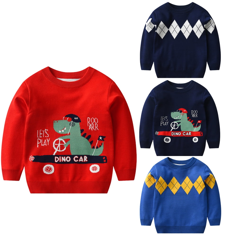 Godderr Boys Warm Knit Sweaters for Kids Toddle, 2-8Y Baby Knitted ...