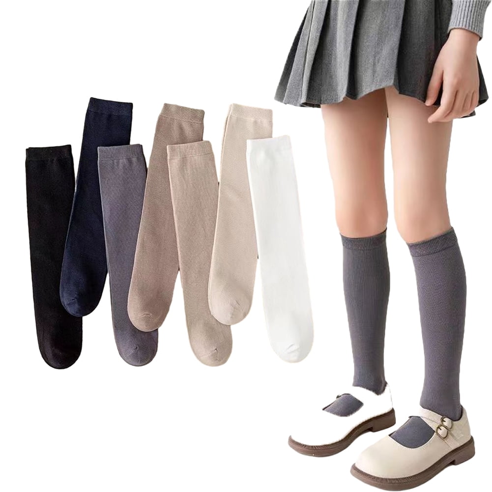 Godderr 2 Pairs Kids Baby Girls Knee High Socks Seamless 3-12Y Girls ...
