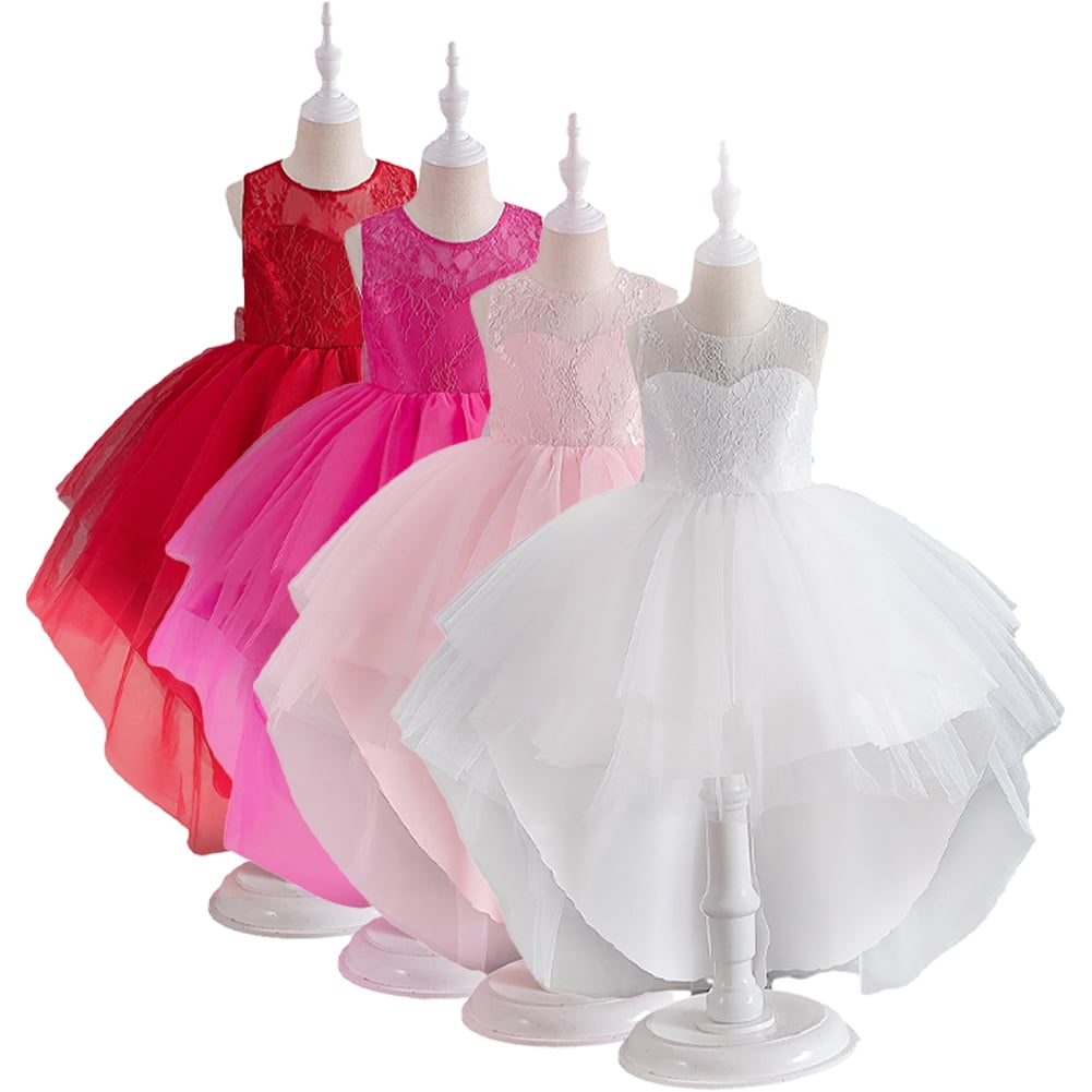 Godderr Kids Baby Girls Wedding Dress Sleeveless Dress 4-12Y Toddler ...