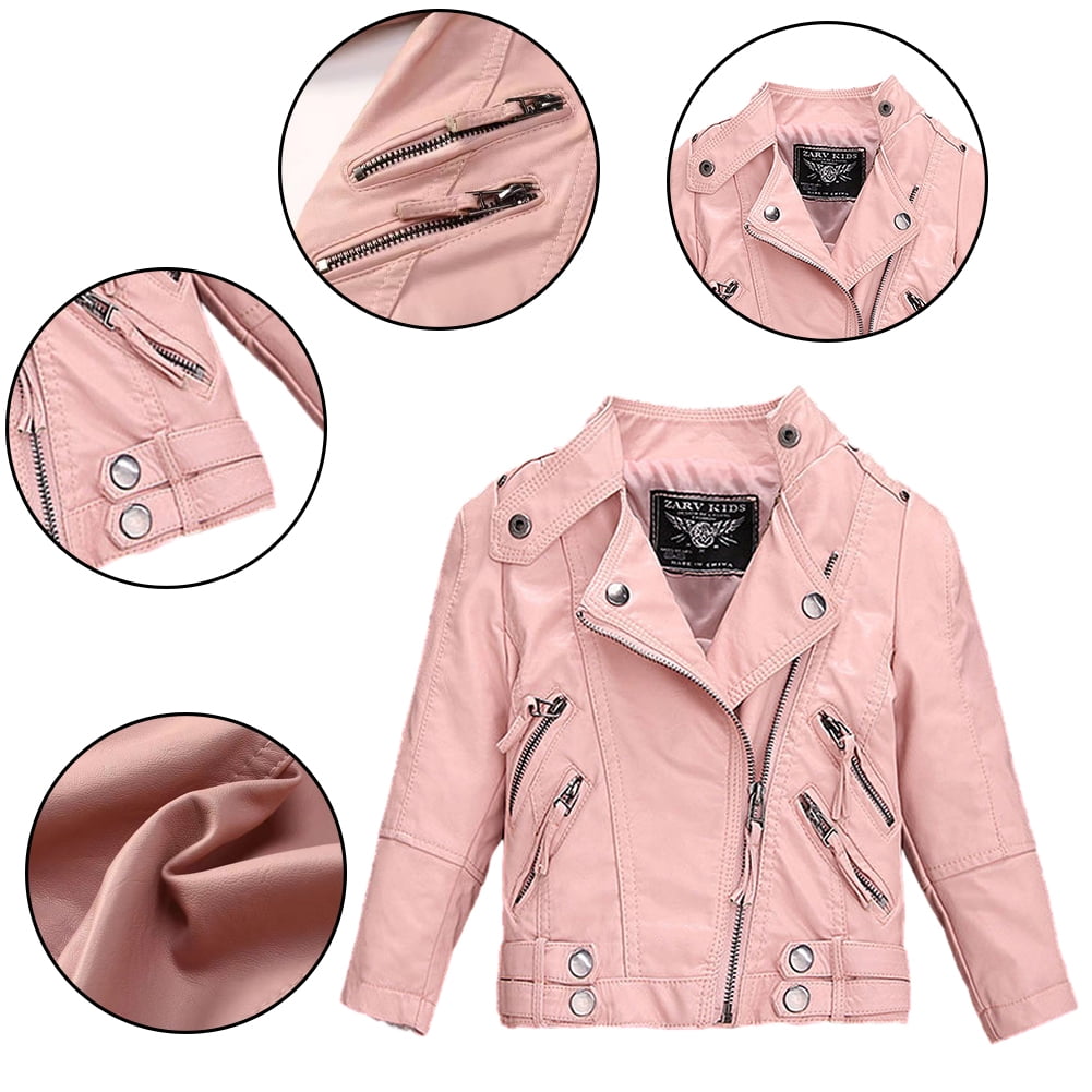 Godderr Kids Boys Girls Soft Leather Jacket Toddler Faux Leather ...
