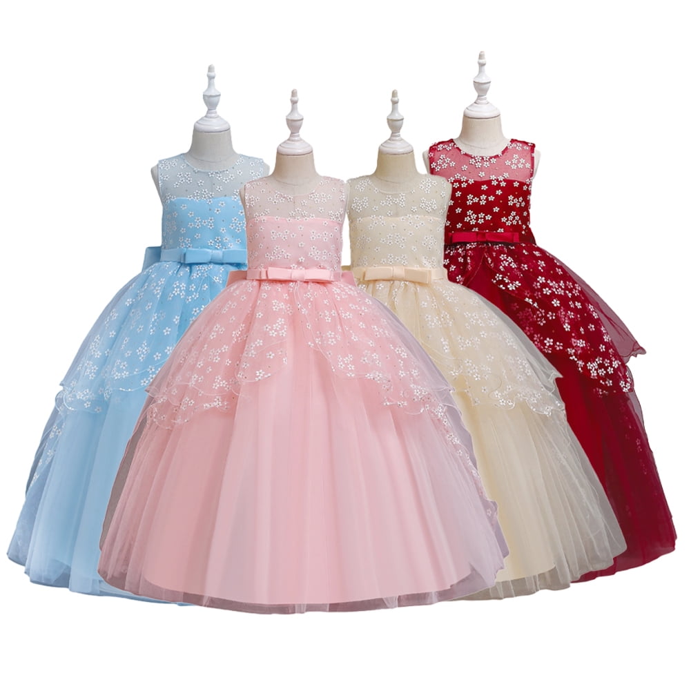 Godderr Kids Girls Princess Dress 5-12Y Little Girls Party Wedding ...