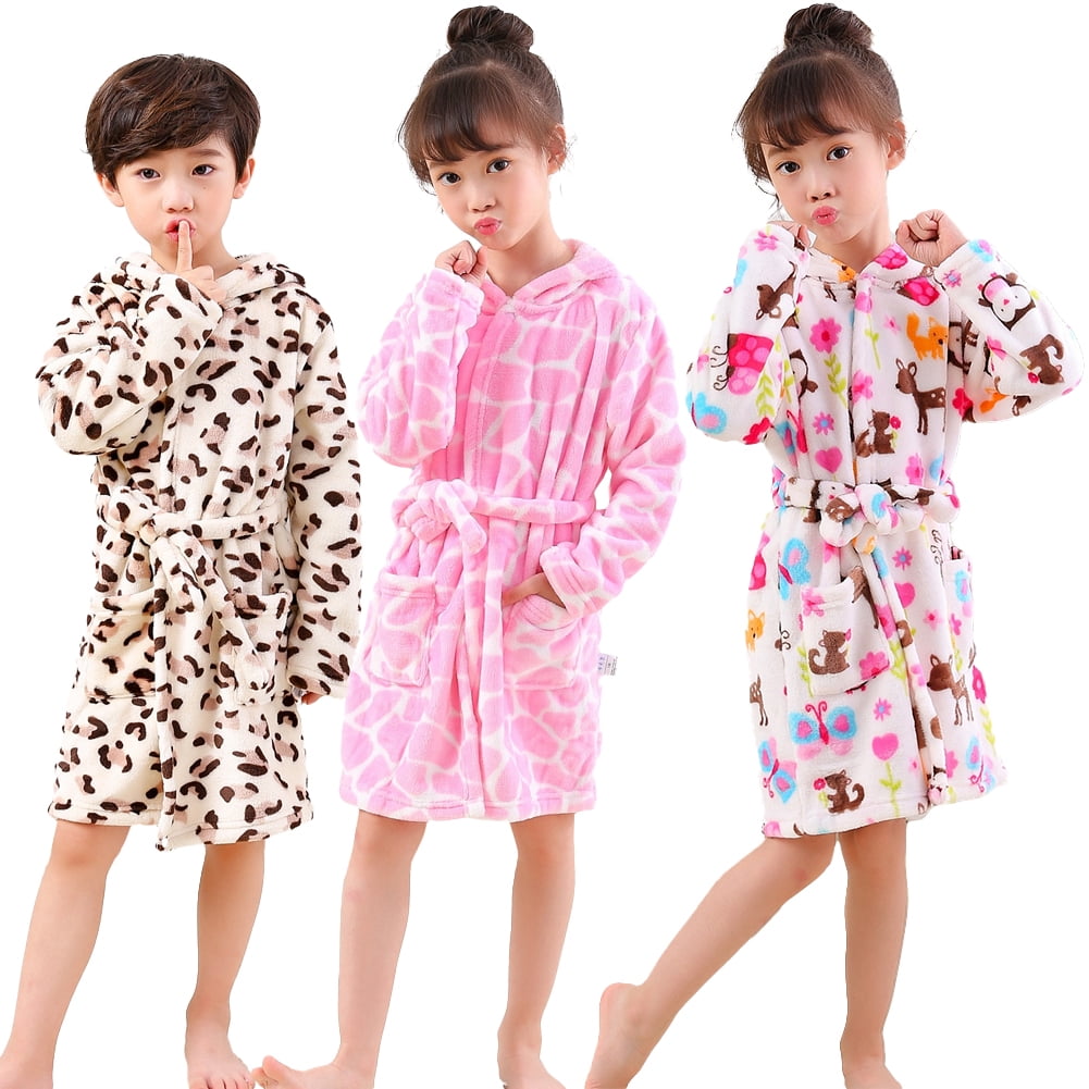 Godderr Kids Toddler Boys Girls Bathrobe Plush Robe Kids Fleece Robes ...