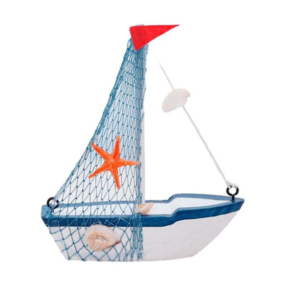 Godderr Mini Sailboat Model Decoration Wooden Small Boat Tabletop ...