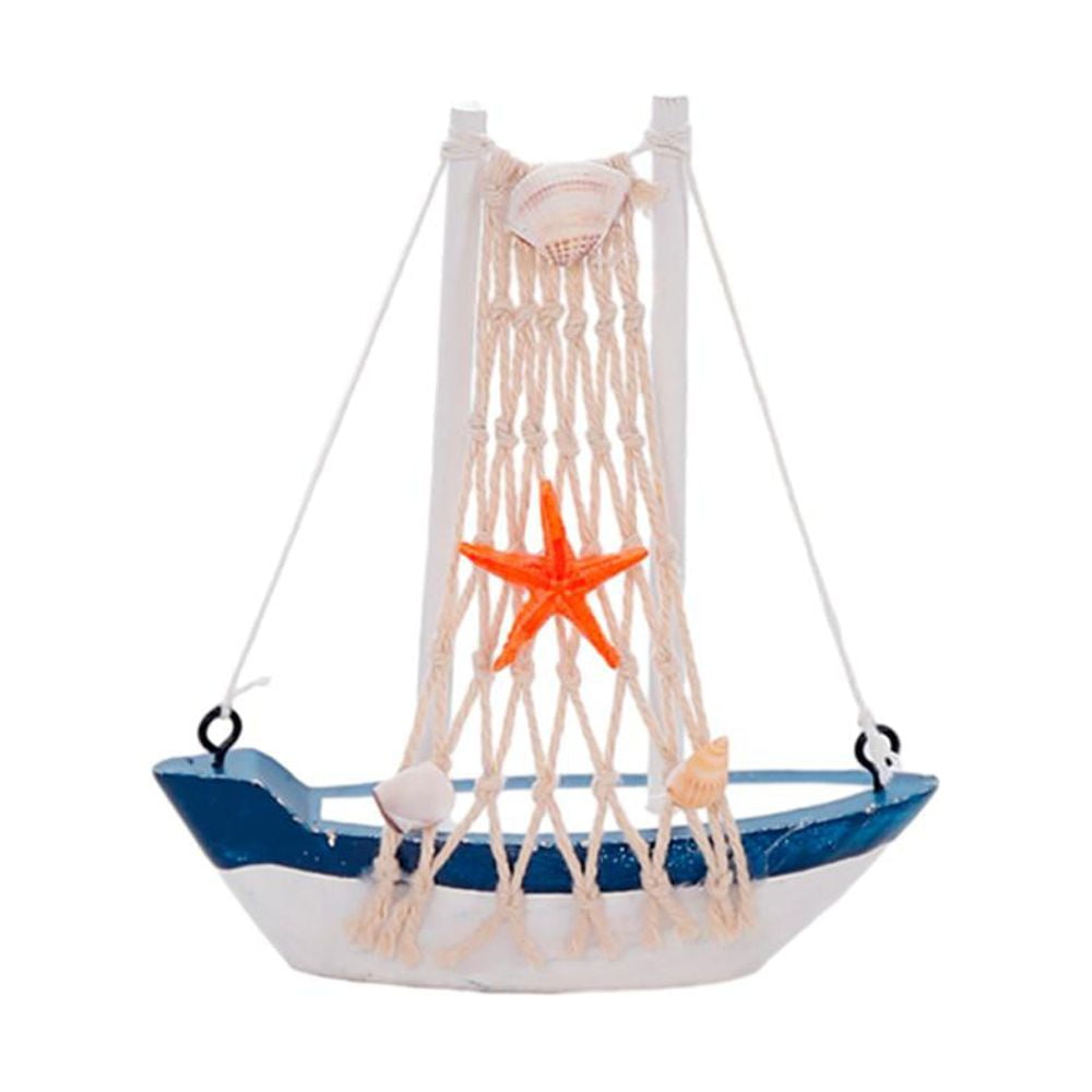 Godderr Mini Sailboat Model Decoration Wooden Small Boat Tabletop ...