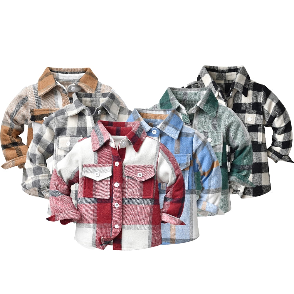 Godderr Toddler Baby Fall Plaid Shirt for Boy,Button down Cozy ...
