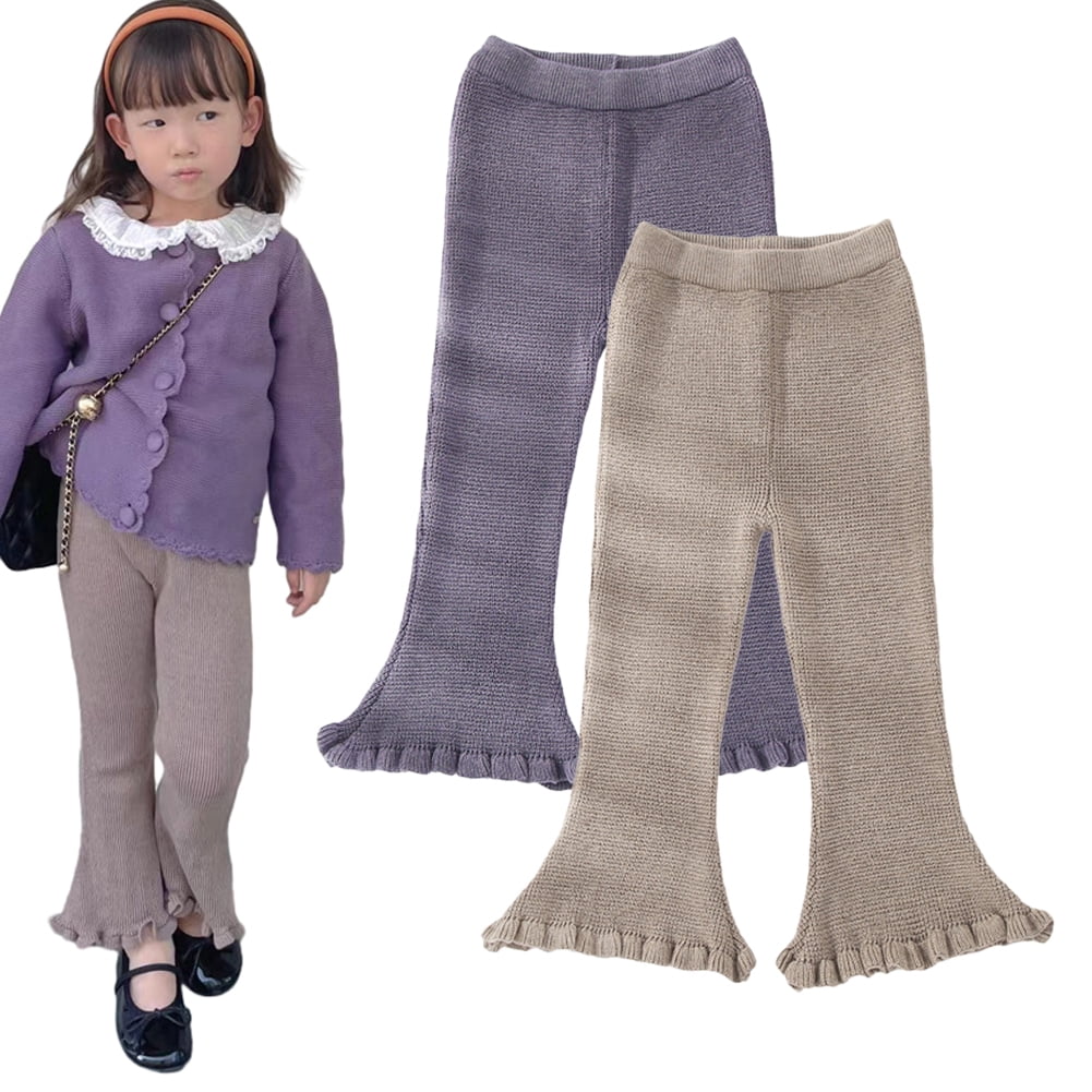 Godderr Toddler Baby Long Pants Flared Pants for Kids Girls Knit Flare ...
