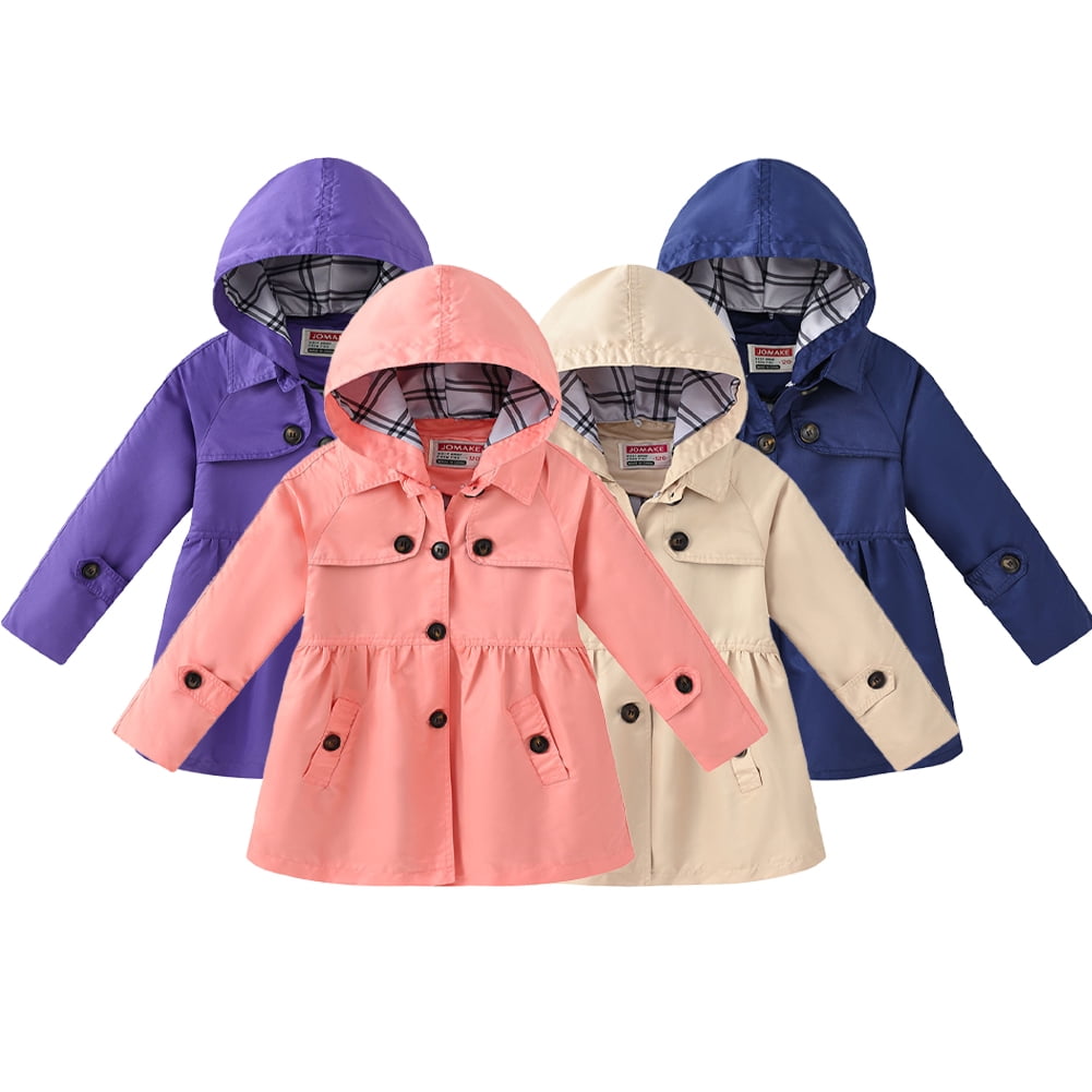 Godderr Toddler Girls Cinched Trench Coat with Detachable Hooide Kids ...