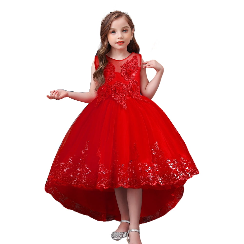 Godderr Toddler Girls Princess Pageant Dress Baby Mesh Long Trailing ...