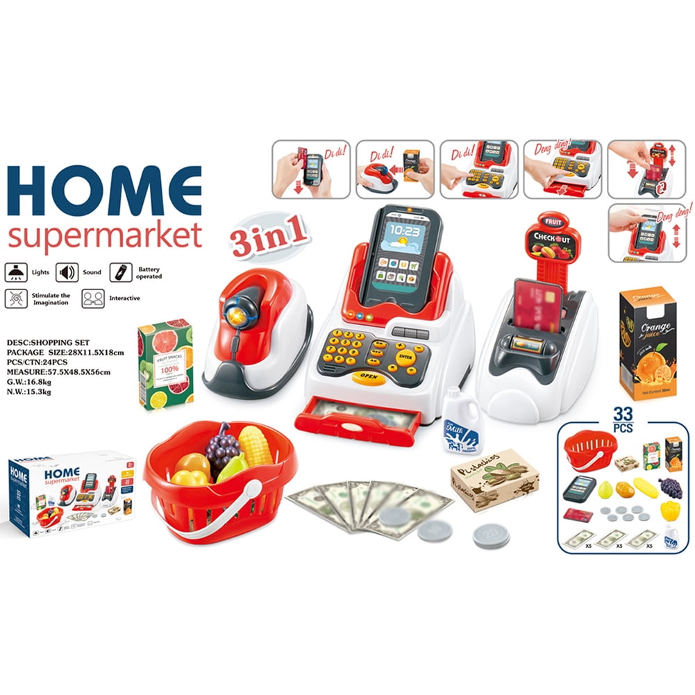 Godderr Toddler Kids Toys Toddler Kids Pretend Play Smart Cash Register ...