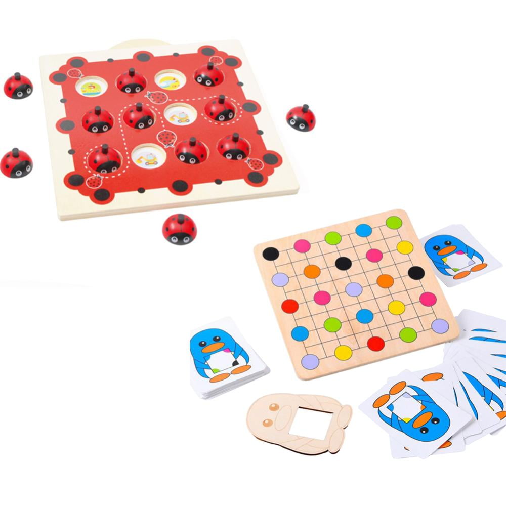 Godderr Toddlers Ladybug Toy,Kids Memory Game Wooden Matching Puzzle ...