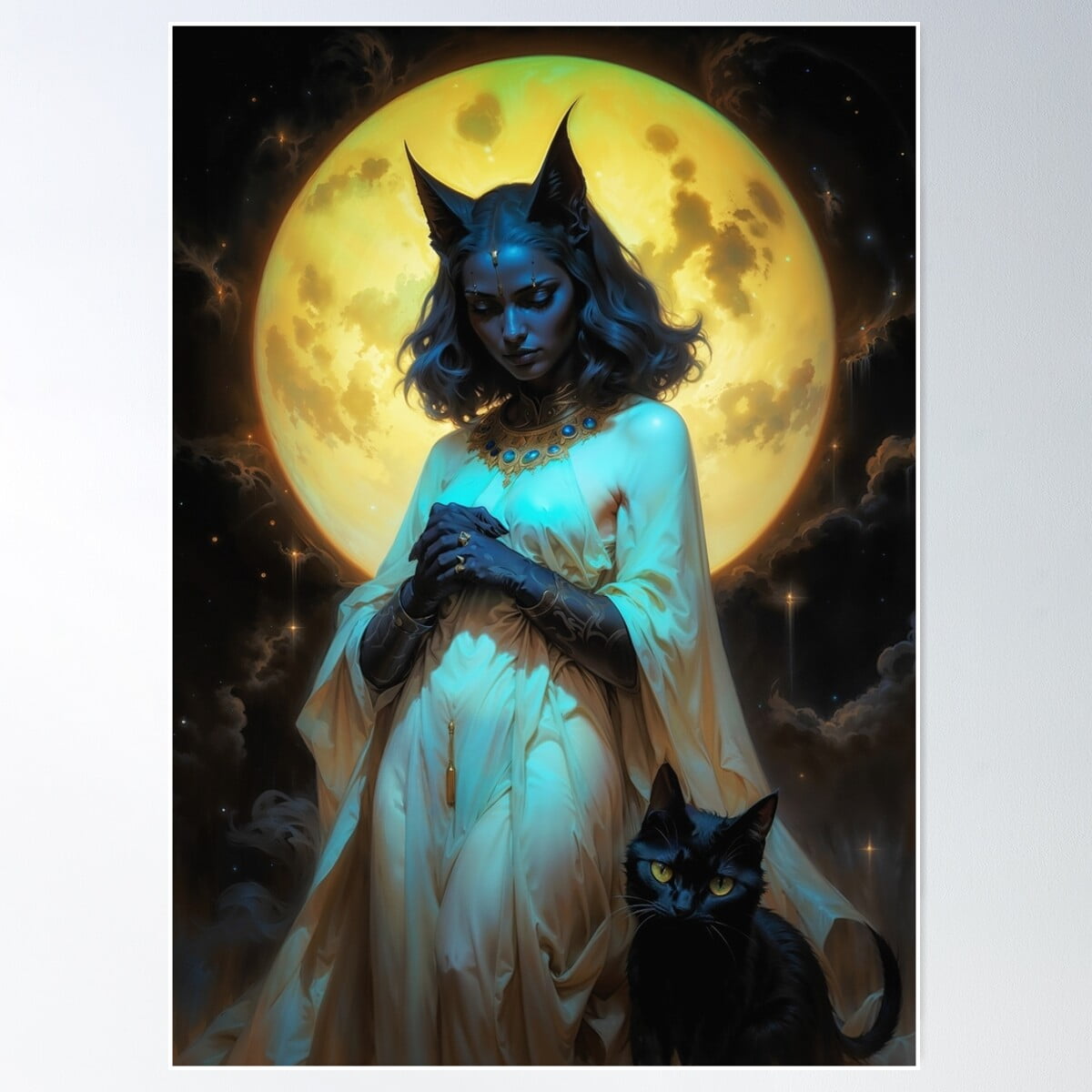 Goddess Bastet Poster Wall Art, Modern Wall Decor For Living Room ...