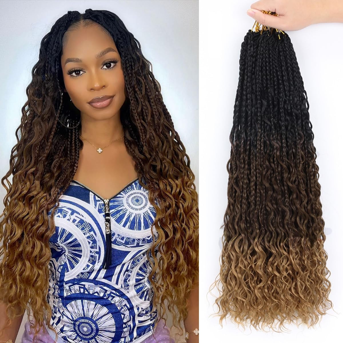 Goddess Box Braids Crochet Hair 14 Inch Boho Box Braids Crochet Hair 8 ...