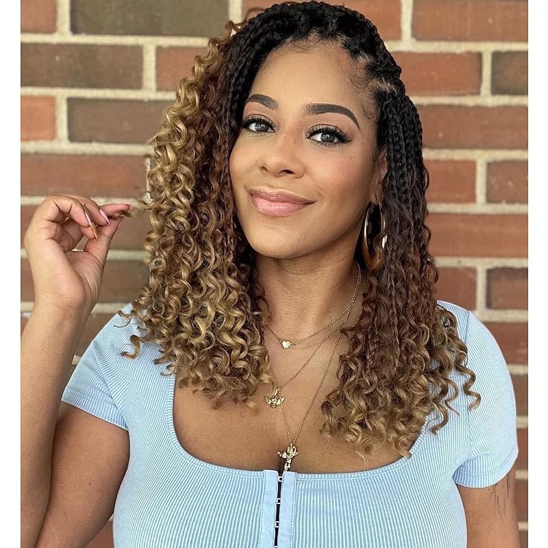 Goddess Box Braids Crochet Hair 14 Inch Pre-looped Bohomian Crochet Box ...