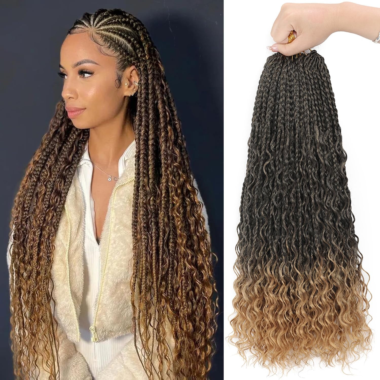 Goddess Box Braids Crochet Hair 18 Inch Boho Crochet Braids for Black ...
