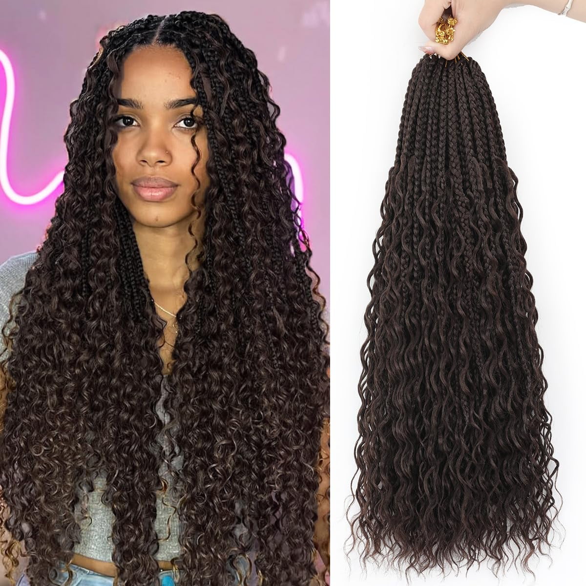 Goddess Box Braids Crochet Hair 8 Packs 24 Inch ohomian Crochet Box ...