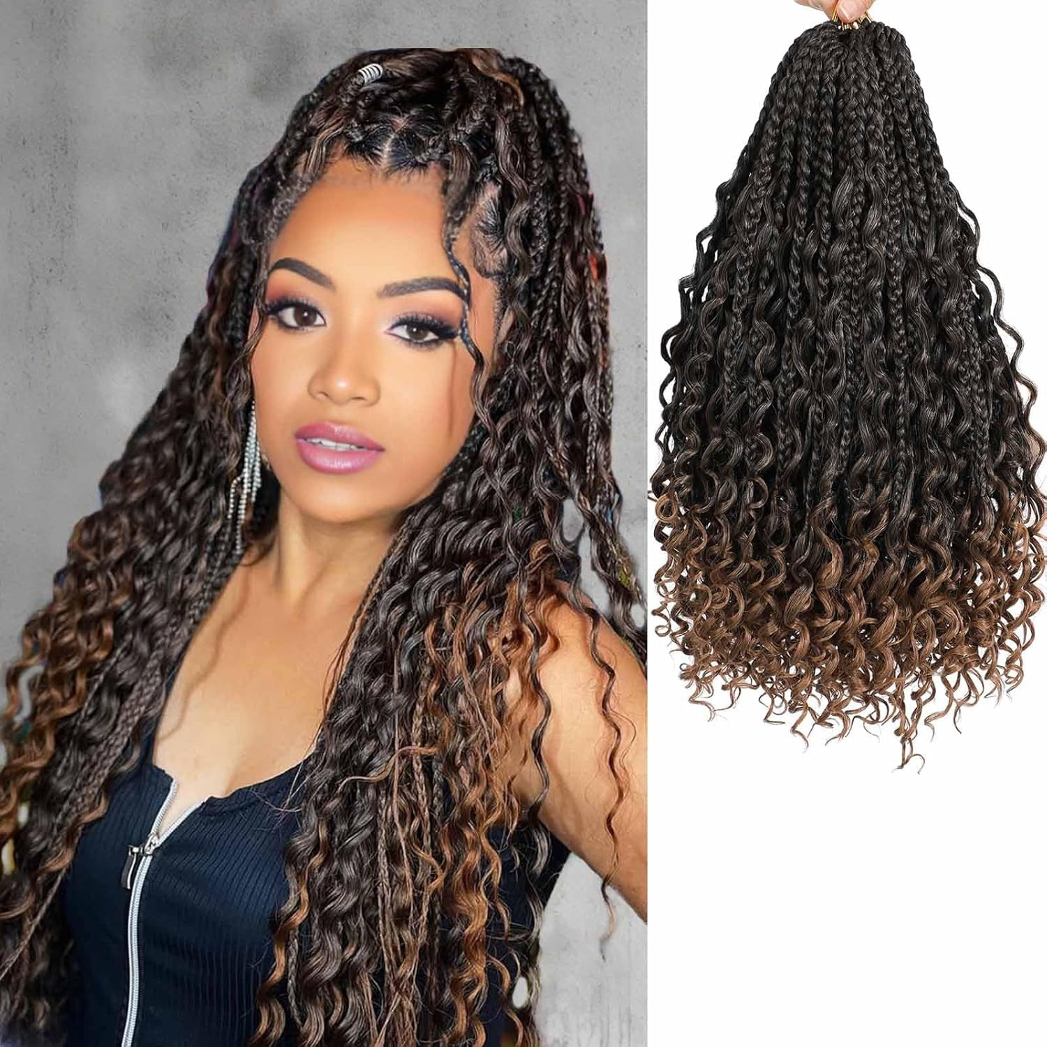 Goddess Box Braids Crochet Hair for Women 18 Inch 8 Packs Boho Crochet ...