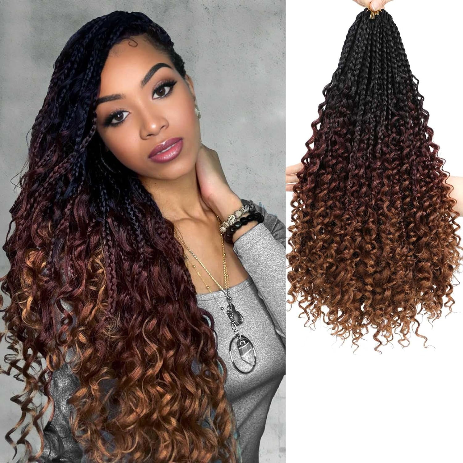 Goddess Box Braids Crochet Hair for Women 18 Inch 8 Packs Boho Crochet ...