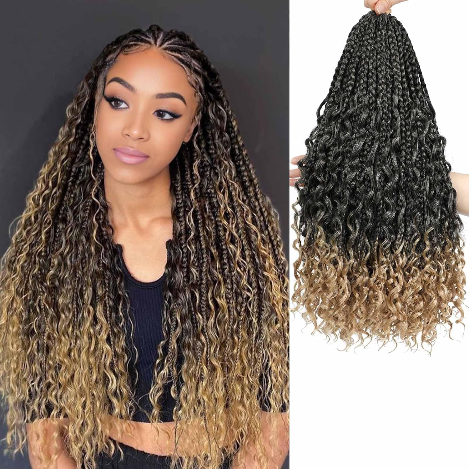 Goddess Box Braids Crochet Hair for Women 24 Inch 8 Packs Pre Looped ...