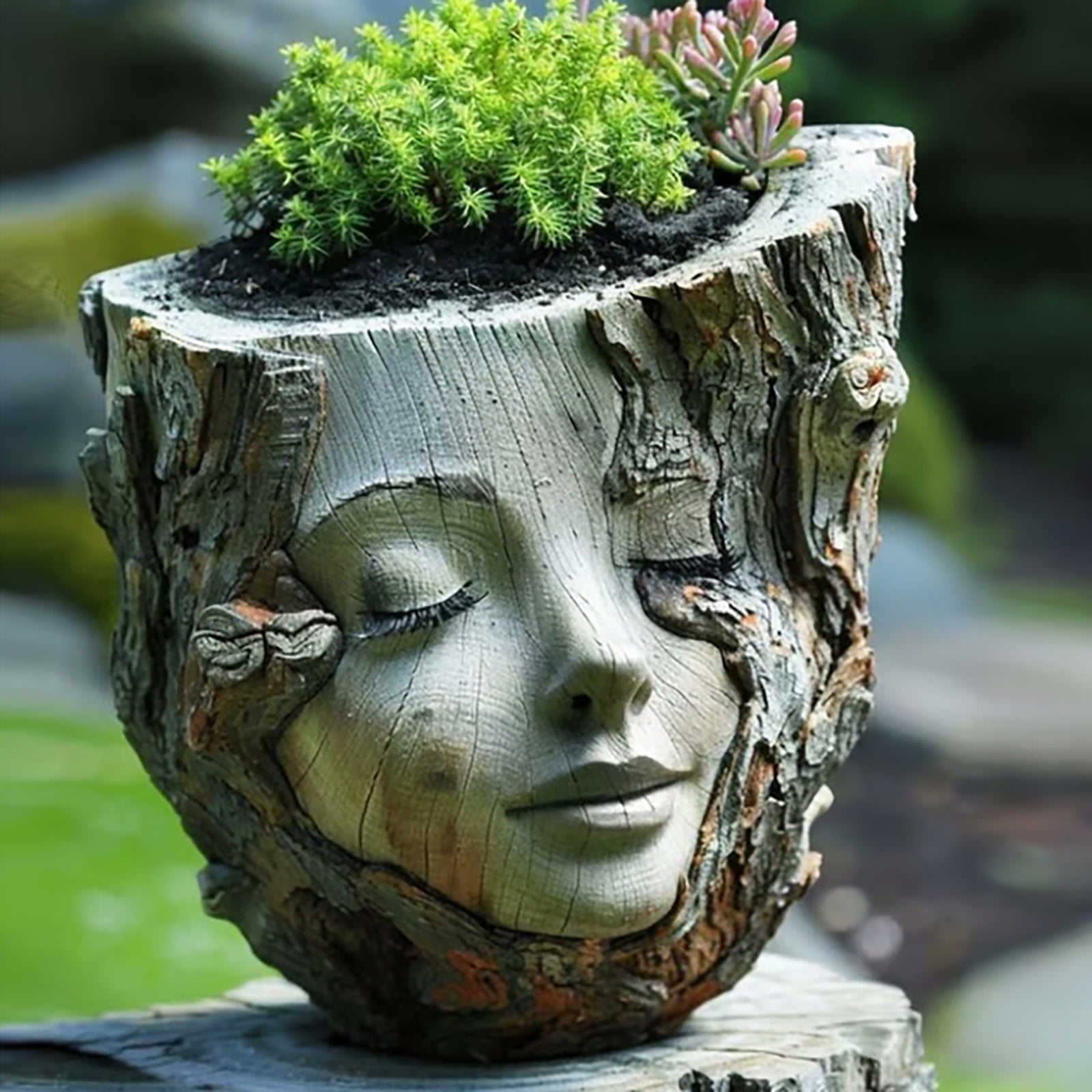 Goddess Face Flower Pot Planter - Resin Succulent Planter with Drainage ...