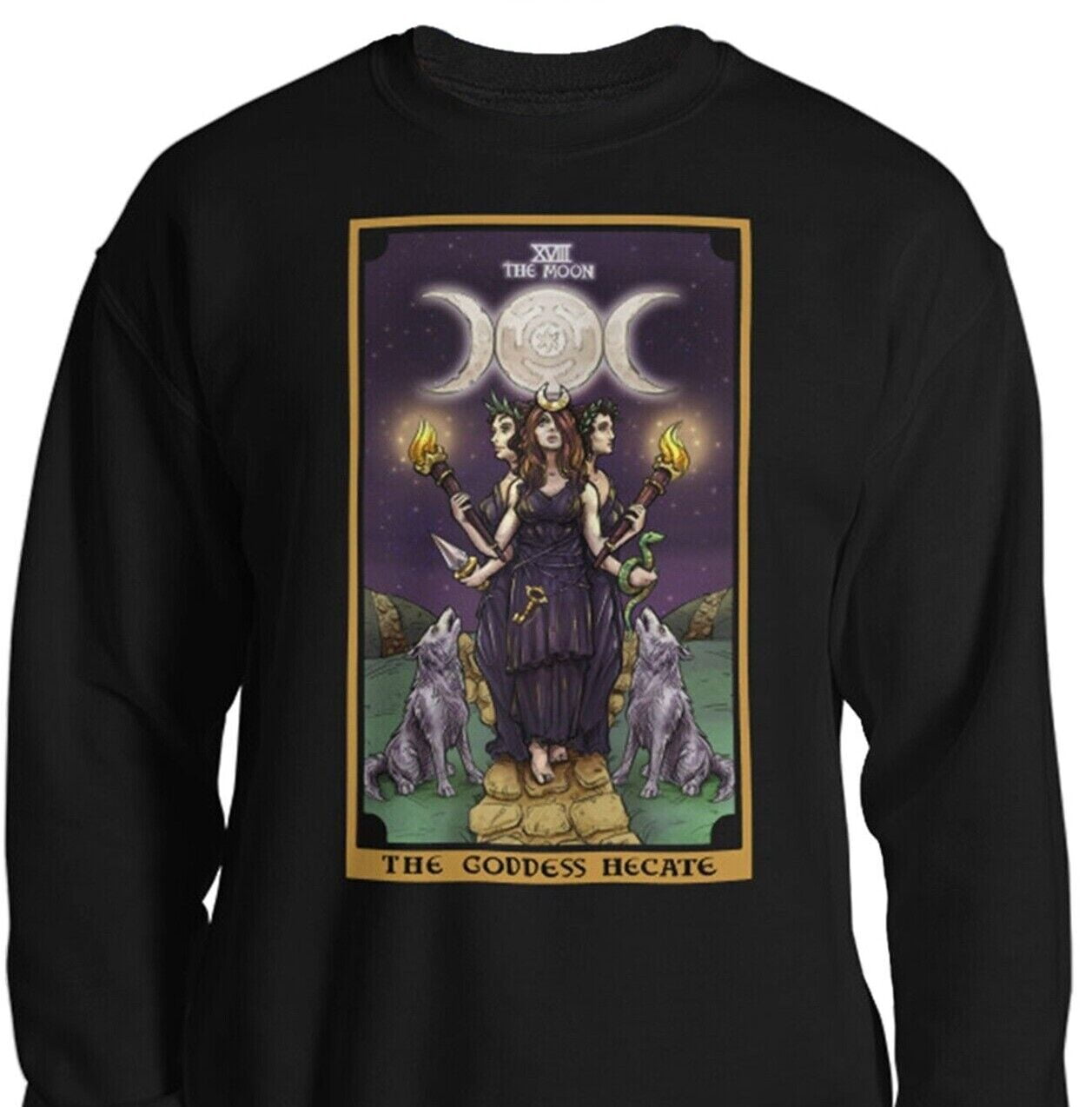 Goddess Hecate Sweatshirt The Moon Tarot Card Witchcraft Pagan Hekate ...