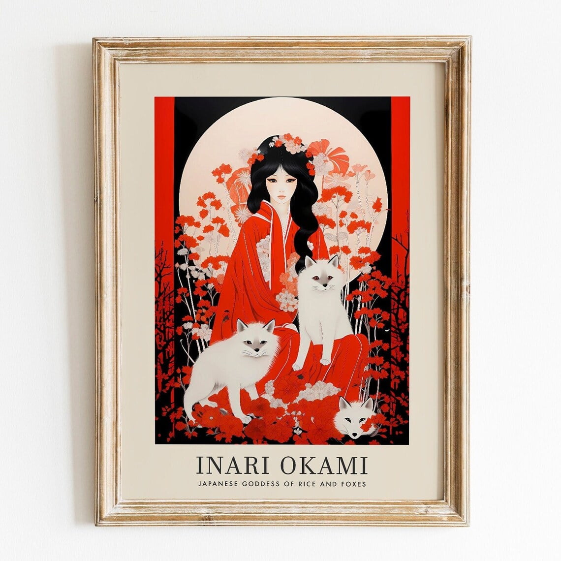 Goddess Inari Okami, Japanese Goddess Of Rice And Foxes, Wall Art, Art ...