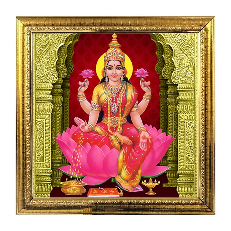 Goddess Lakshmi India God Photo Frame for Pooja Hindu Bhagwan Devi ...