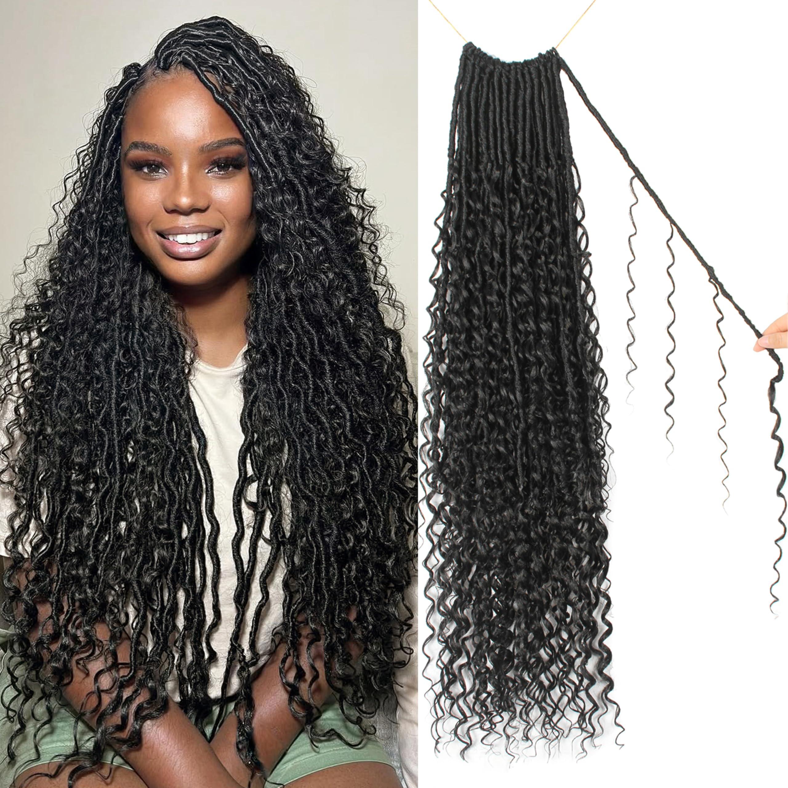 Goddess Locs Crochet Hair 30 Inch Faux Locs Crochet Pre-looped Boho ...