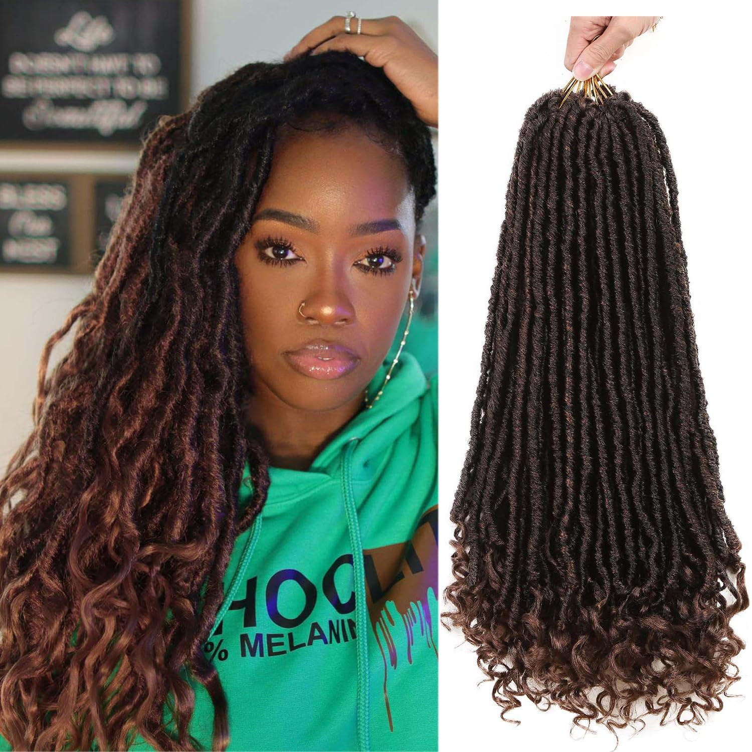 Goddess Locs Crochet Hair Ombre Brown Pre Looped Soft Faux Locs Twist ...