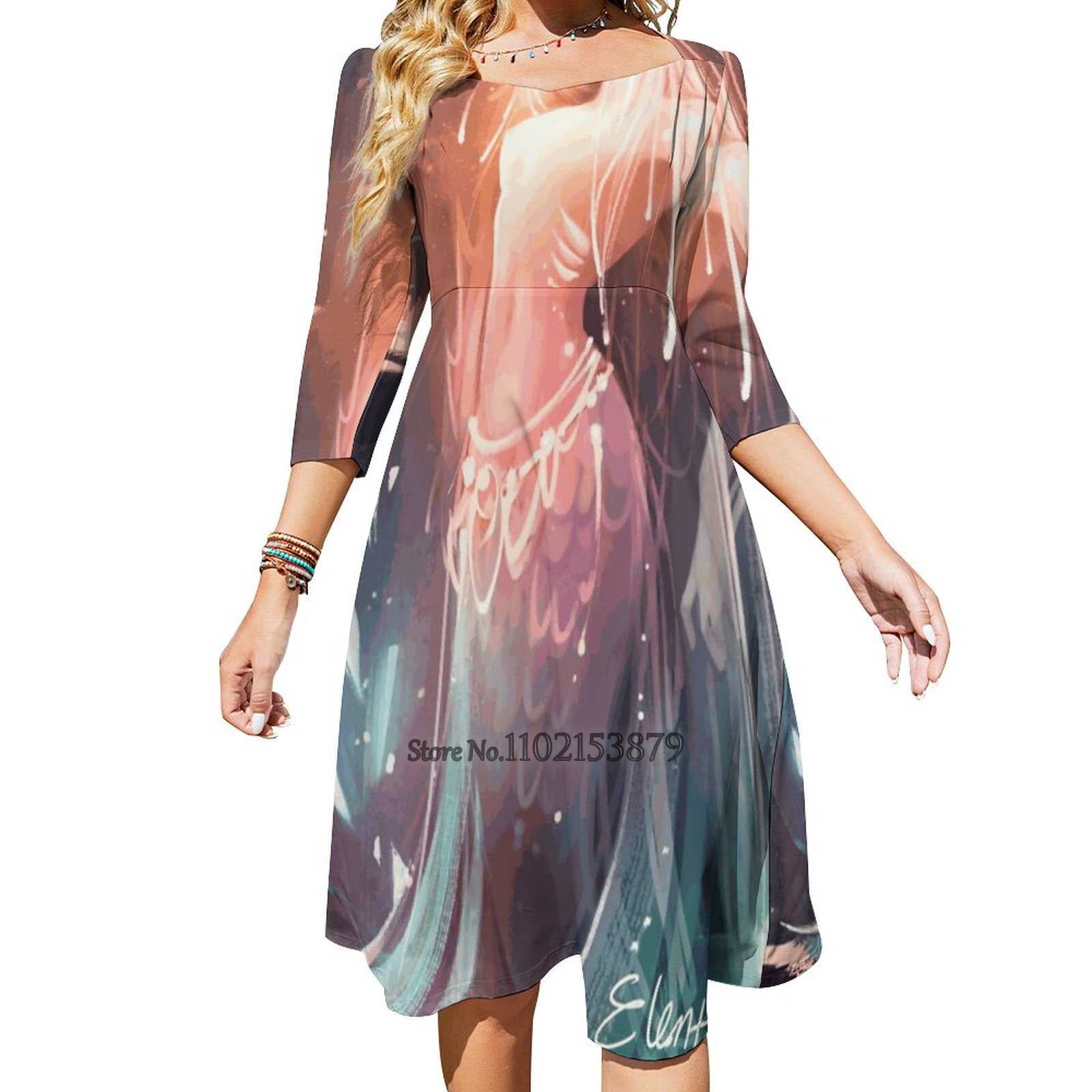 Goddess Of The Rising Tide Square Neck Dress Back Lacing Backless Dress ...