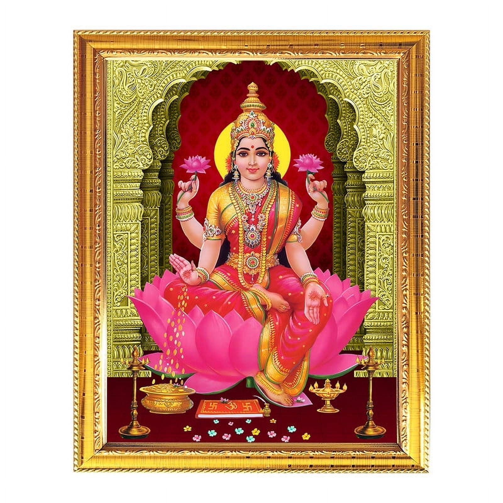 Goddess Padma Indian God Photo With Golden Frames For Pooja And Wall ...