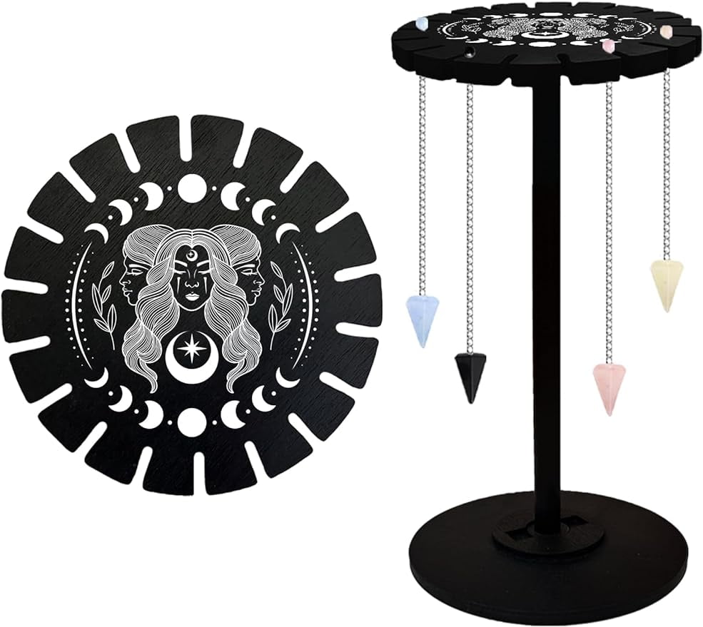 Goddess Pendulum Stand Crystal Display Shelf Black Wooden Divination ...