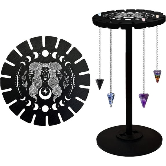 Goddess Pendulum Stand Display Shelf Black Wooden Divination Dowsing Wheel Pendulum Holder Stuff ...