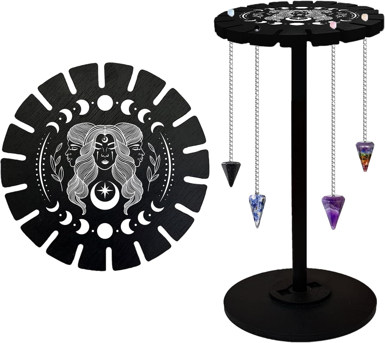 Goddess Pendulum Stand Display Shelf Black Wooden Divination Dowsing ...