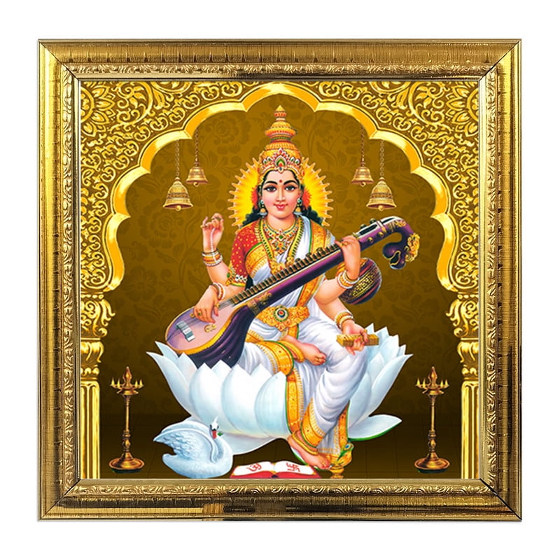 Goddess Saraswati Hindu Religious God Photo Frames For Indian Pooja ...