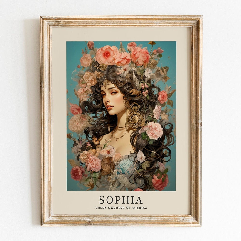Goddess Sophia Art Print, Greek Goddess Of Wisdom, Chromolithograph Style, Feminine Energy, Wall ...