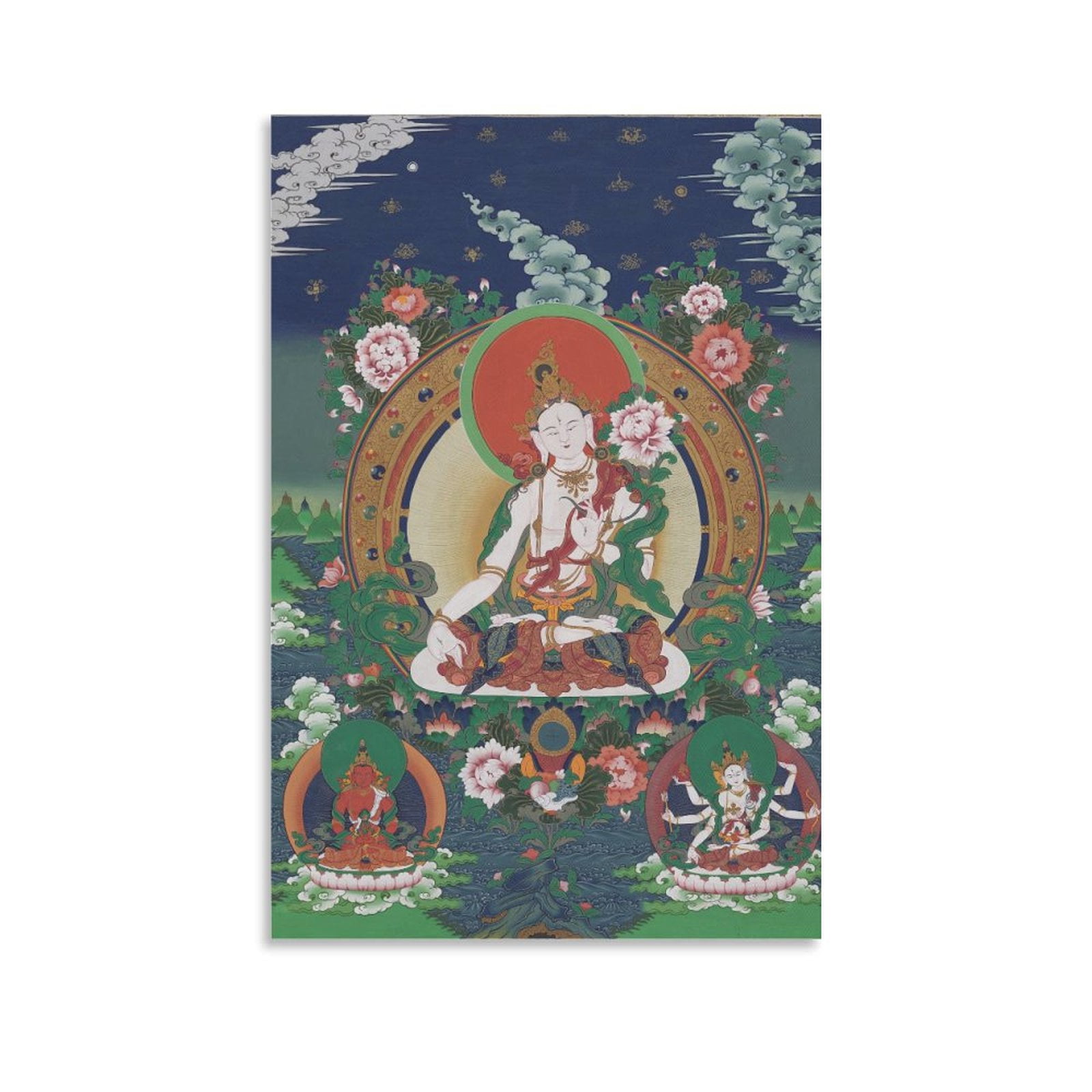 Goddess White Tara Tibetan Thangka Painting Artworks Canvas Poster Room ...
