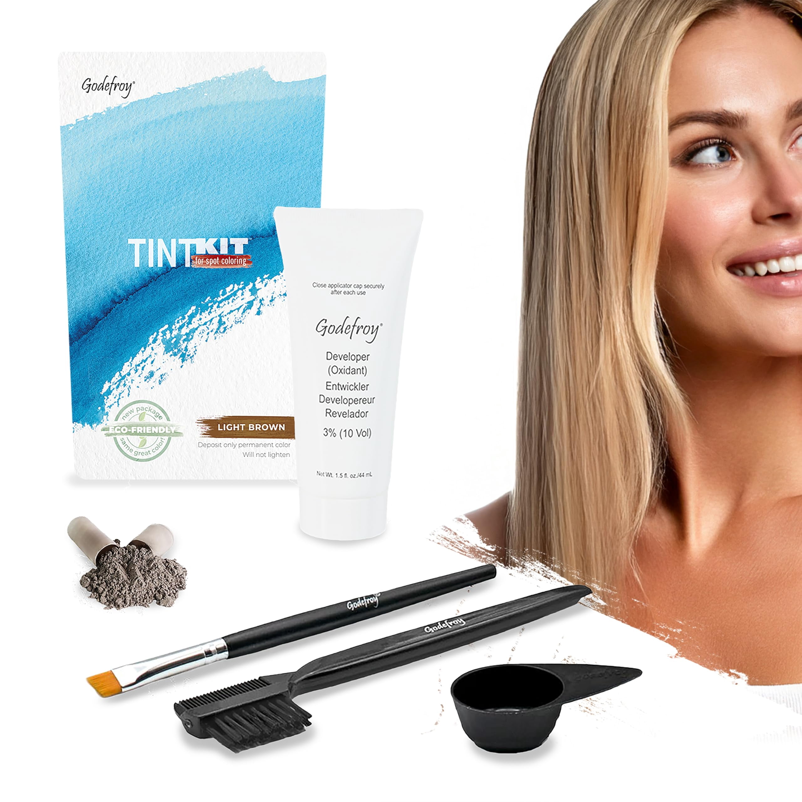 Godefroy Hair Color Tint OLF24 Kit for 100% Coverage, Light Brown, 20 ...