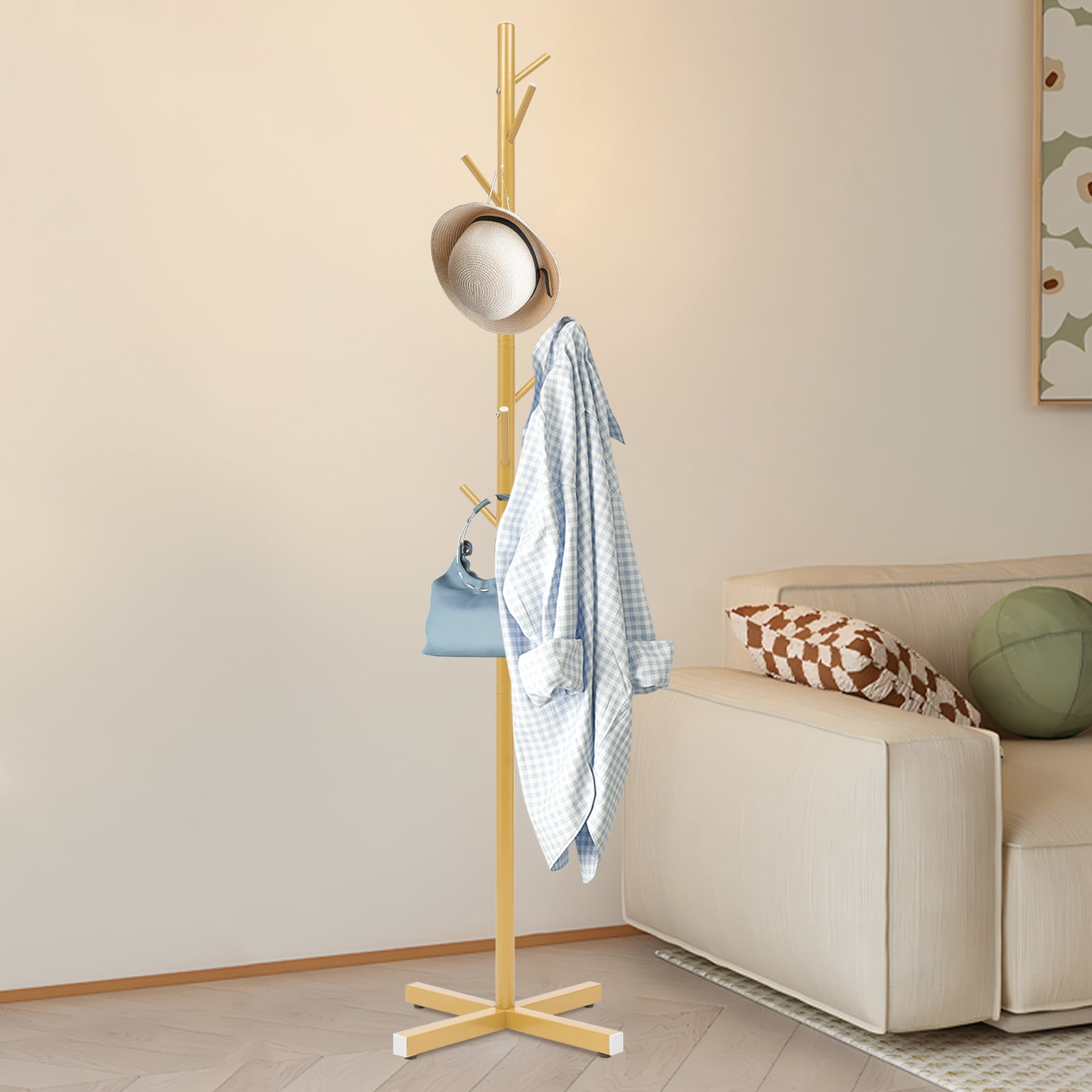 Goden 46*173cm Coat Rack Stand Tree-shaped Freestanding Coat Rack Coat ...