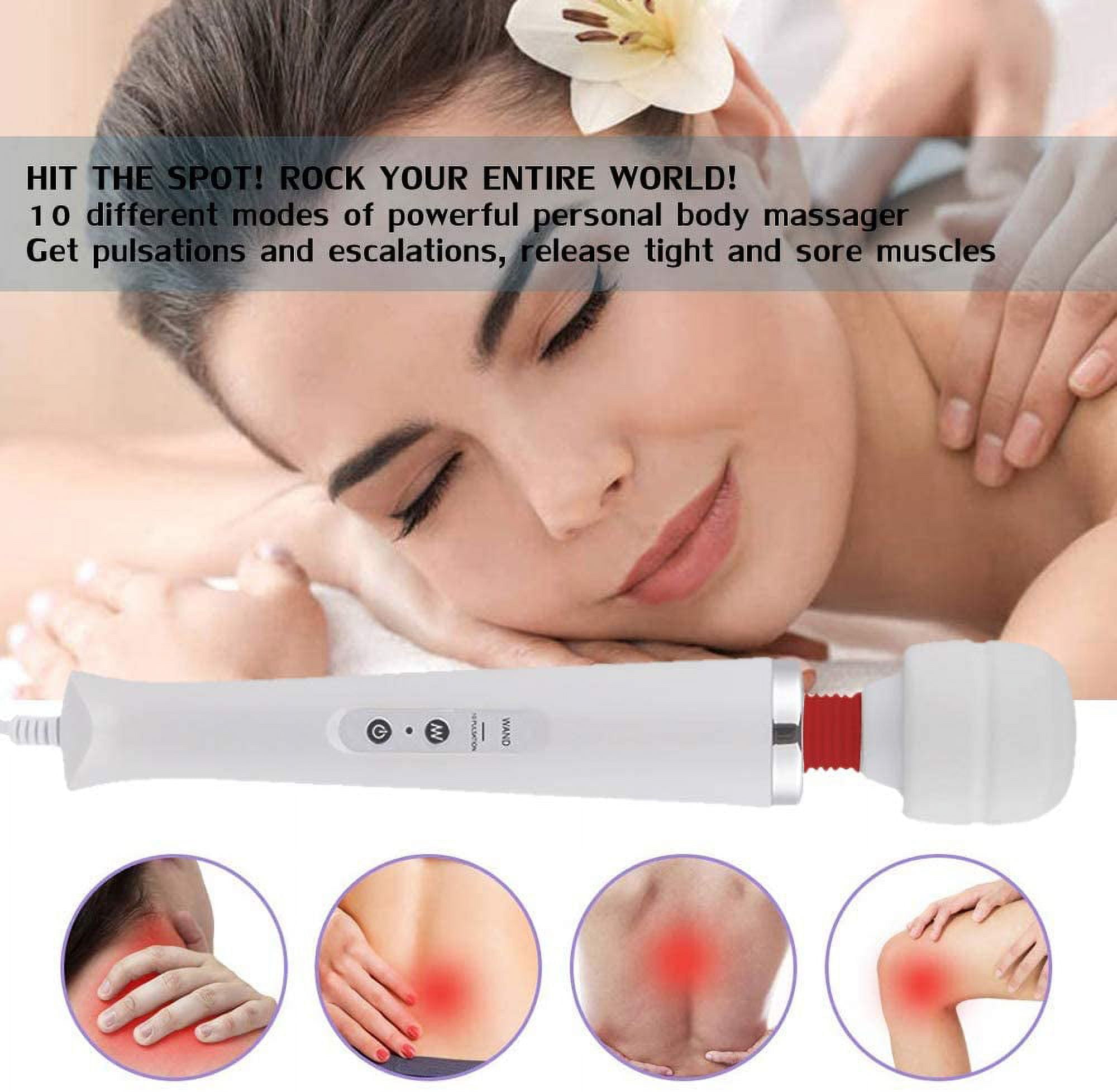 Godewogo Personal Wand Electric Massager with 10 Powerful Vibrations ...