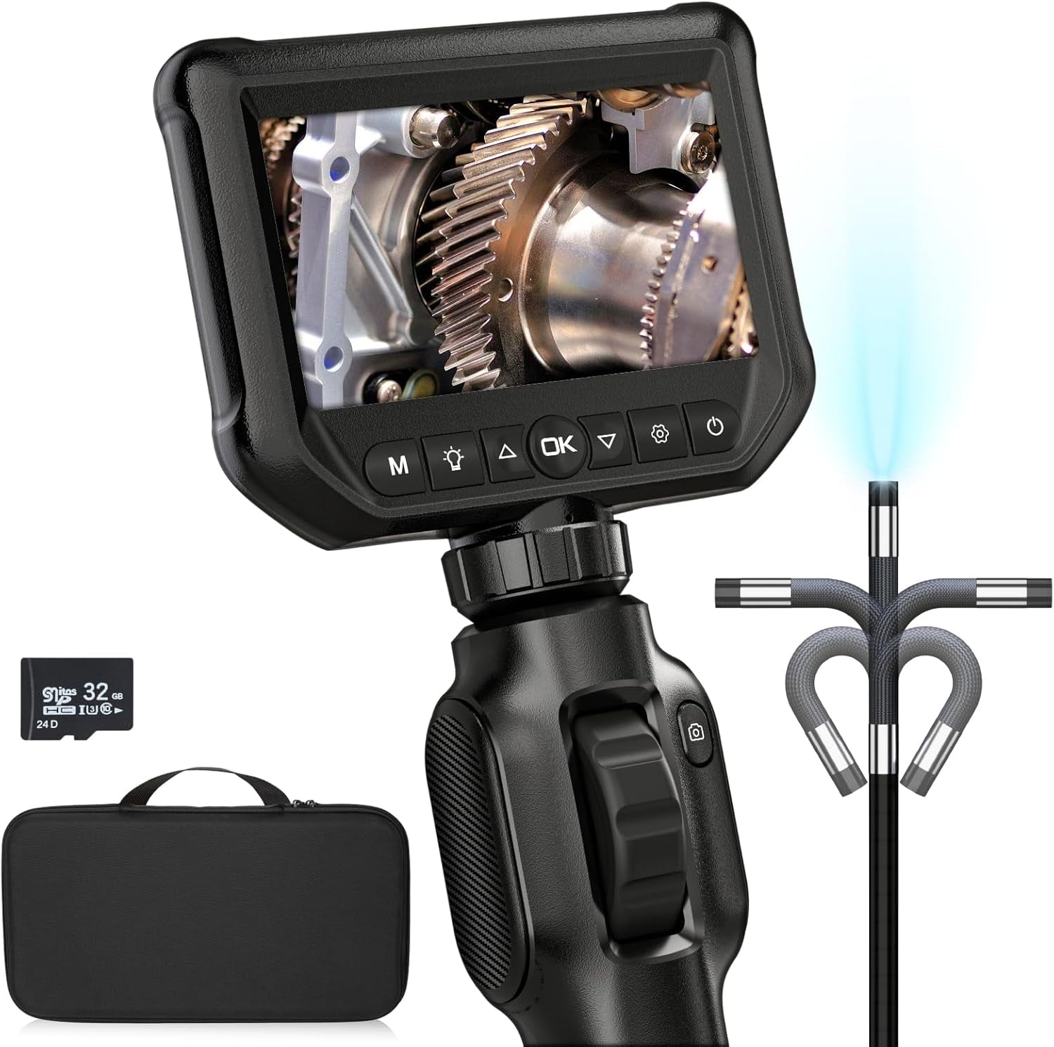 Godiag Two-Way Articulating Borescope Camera, 0.315" Endoscope Camera ...