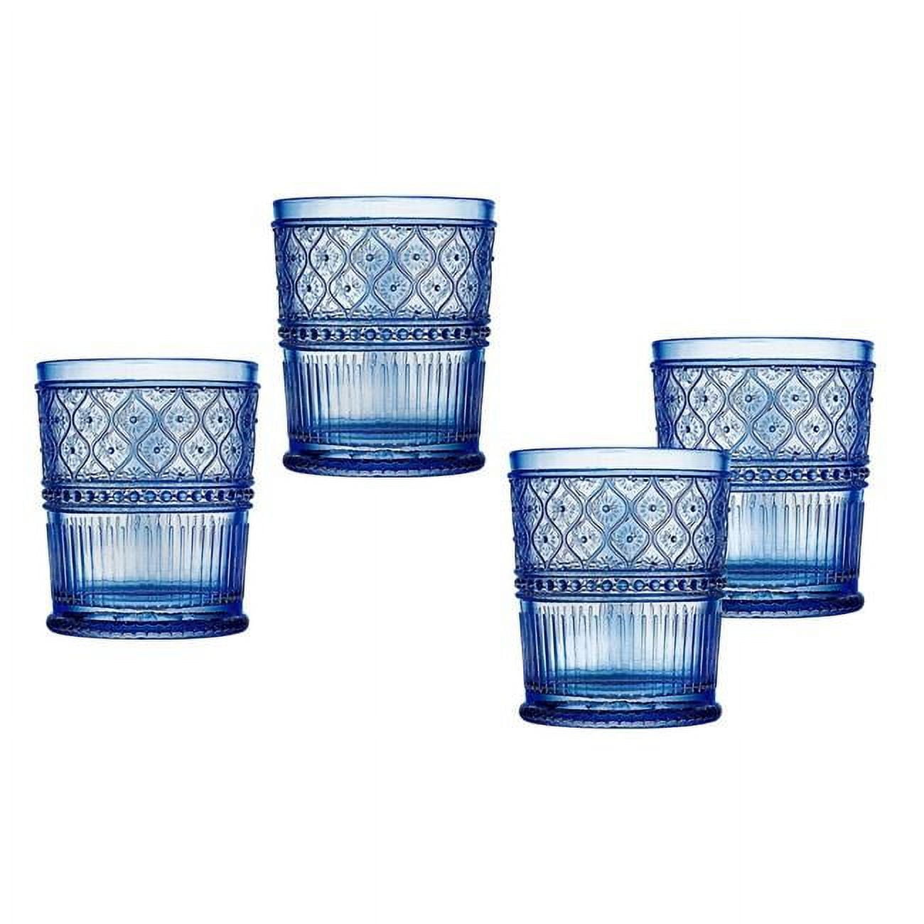 Godinger Claro Blue Double Old Fashion Glasses, Set of 4, Unleaded ...