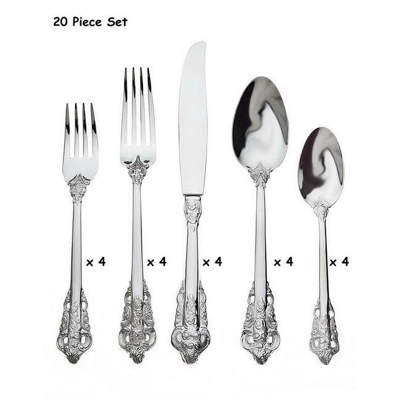 Godinger 20-Piece Vivaldi 18-10 Stainless Steel Baroque Flatware Set ...