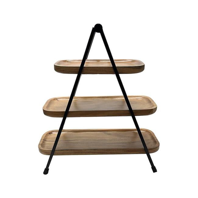 Godinger 50733 3-Tier Wood Server with Metal Stand - Walmart.com
