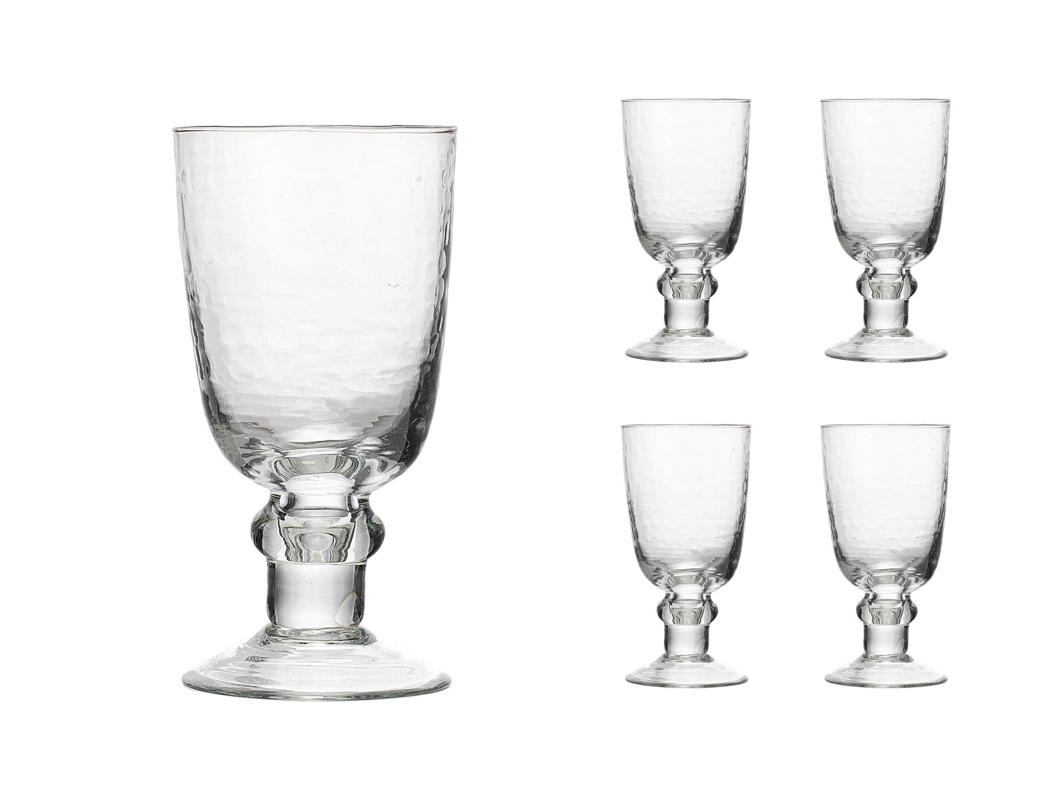 Godinger Wine Goblet Beverage Hammered Glass Cup Set of 4 - Walmart.com