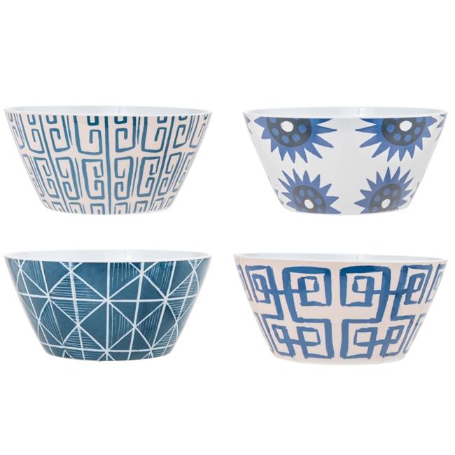 Godinger 12409 6 in. Greecian Melamine Cereal Blue & White Bowl Set ...