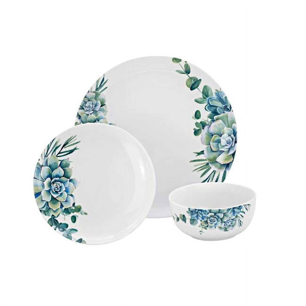 Godinger 64064 Succulant Porcelain Dinnerware Set - White, Blue ...