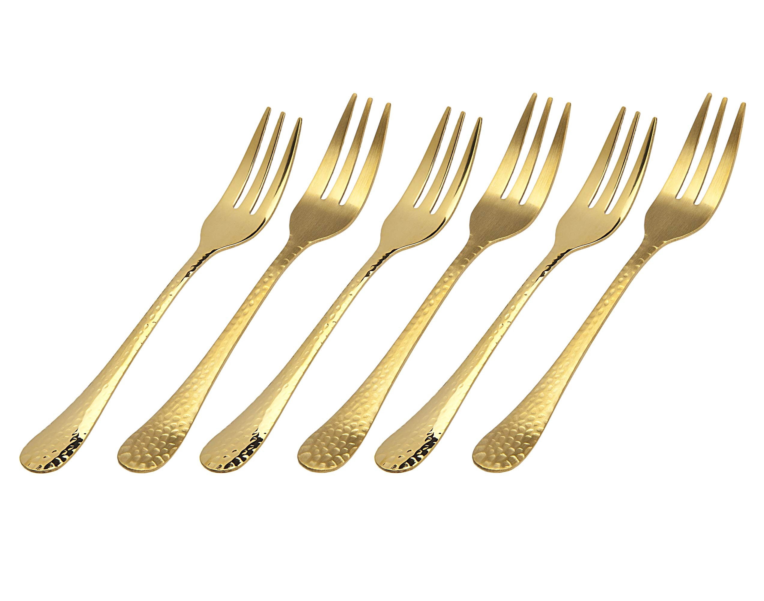 Godinger 80007 Gold Hammered Cake Forks - Set of 6 - Walmart.com